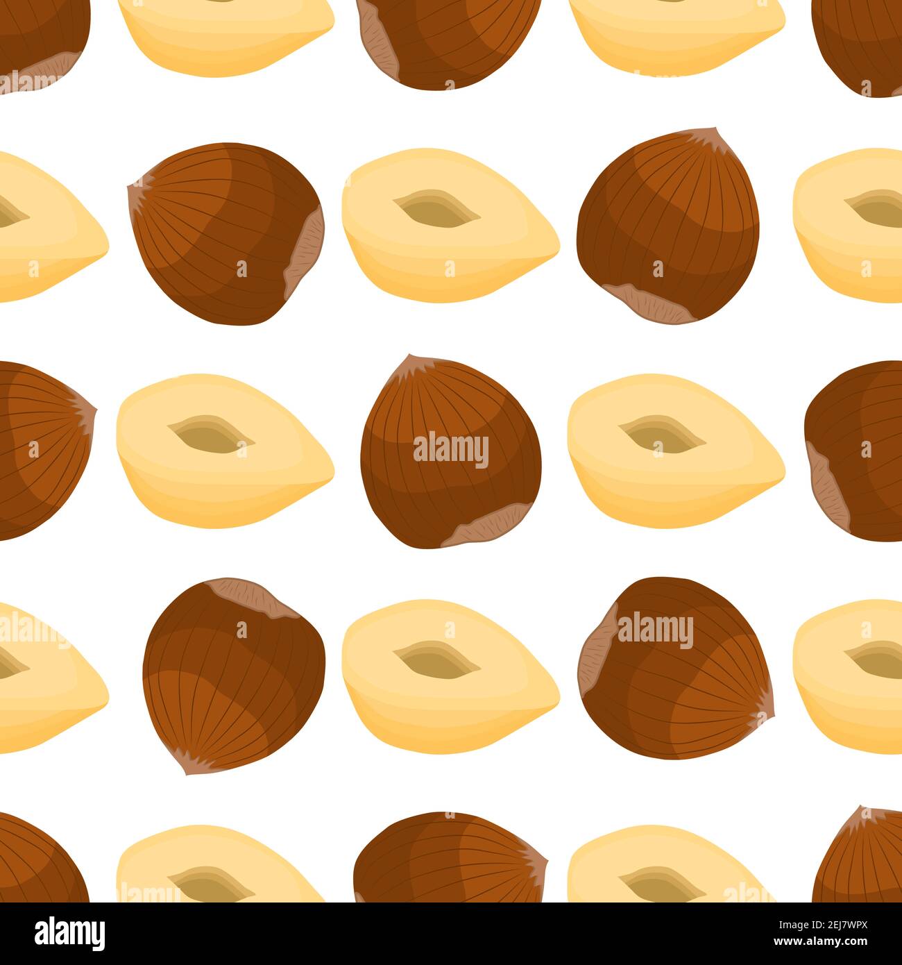 Illustration on theme big pattern identical types hazelnut, nut equal ...