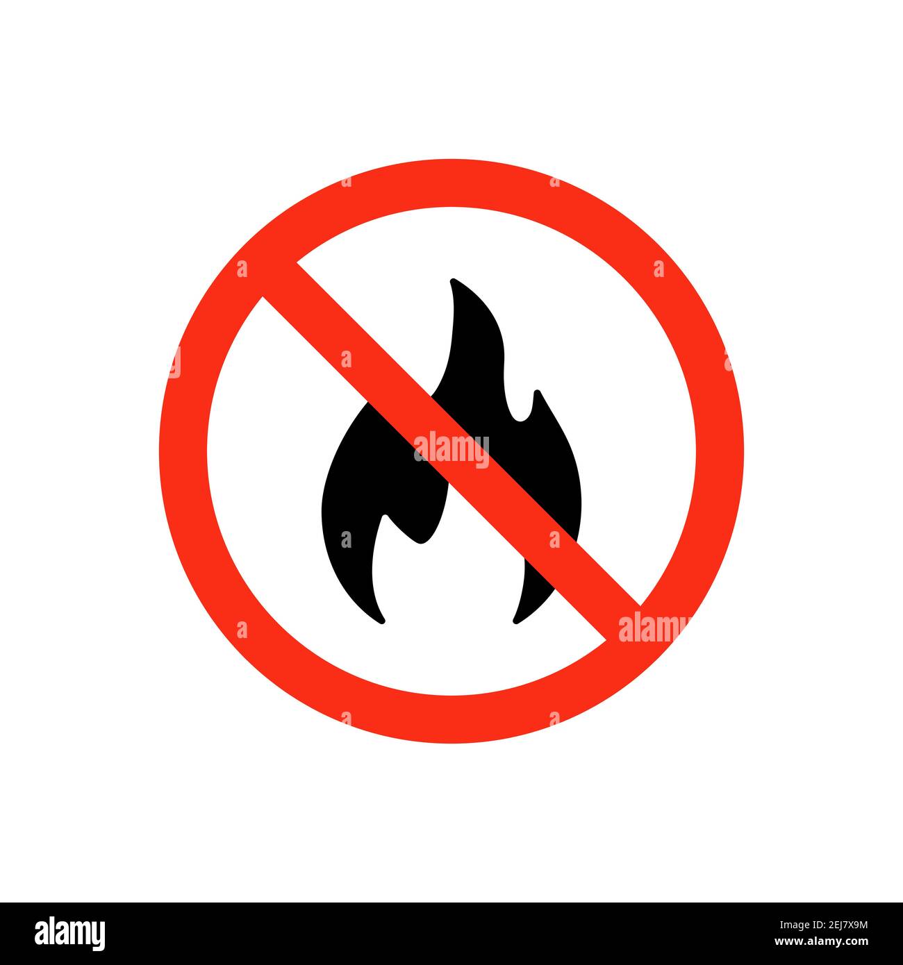 Stop fire icon. No fire flame black symbol. Prohibited sign. Vector ...
