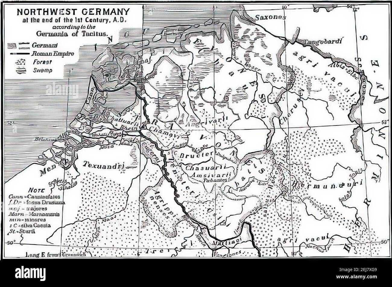 Antique map of Northwest Germany 19th century Stock Photo - Alamy