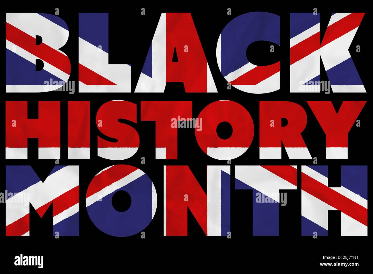 A UK Union Jack Flag Black History Month (BHM) typographical text ...