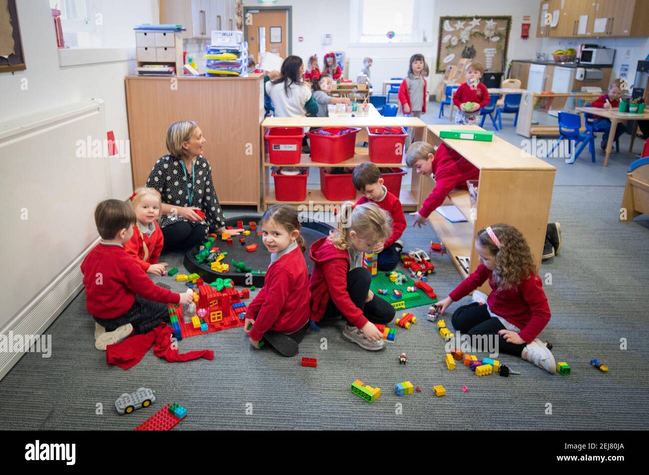 Nursery pupils during their first day back at Inverkip Primary School ...