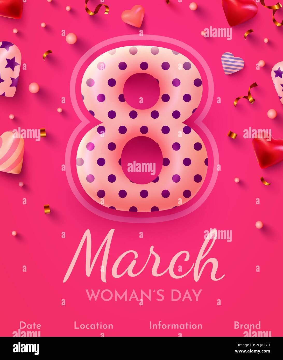 Happy Women's Day greeting card. 8 March modern background design with ...