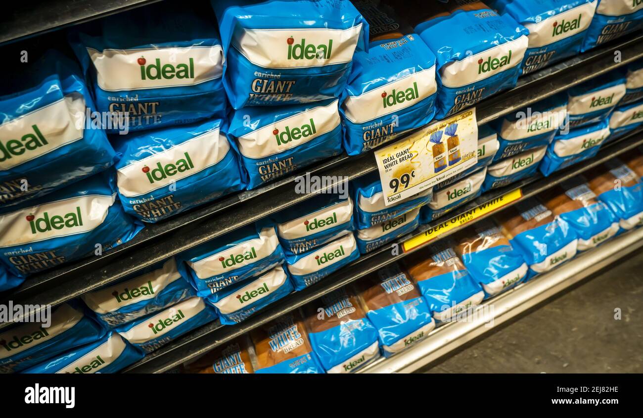 House brand white bread in a supermarket in New York on Wednesday ...