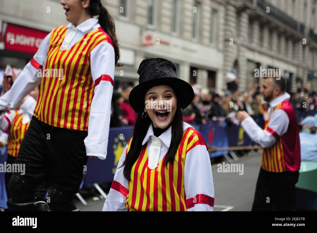 A girl Smiles at the camera during the LNYDP parade. The 34th year of ...