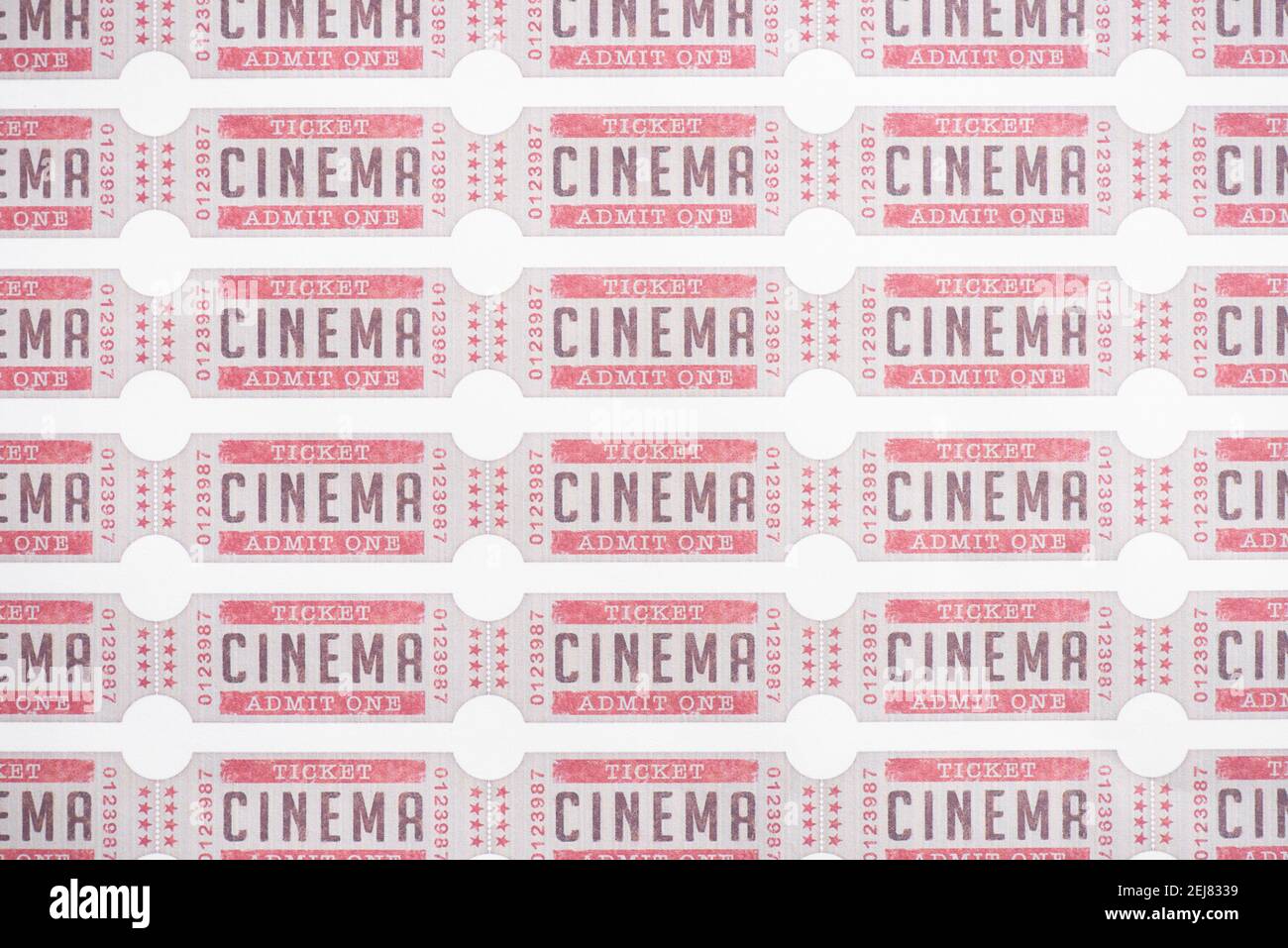 background from rows of cinema tickets on white, top view Stock Photo ...