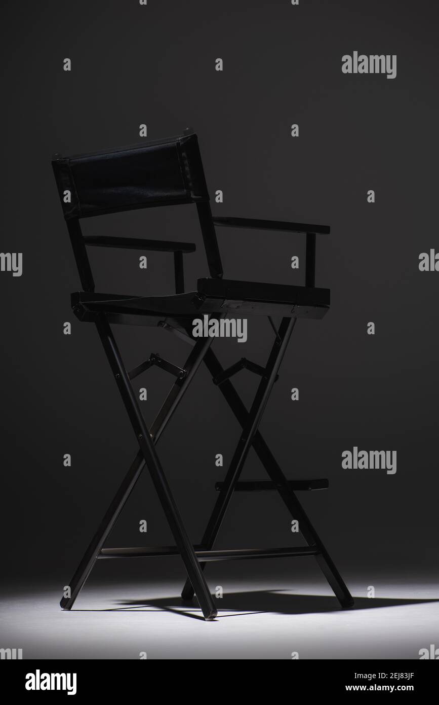 black director chair on dark grey background, cinema concept Stock ...