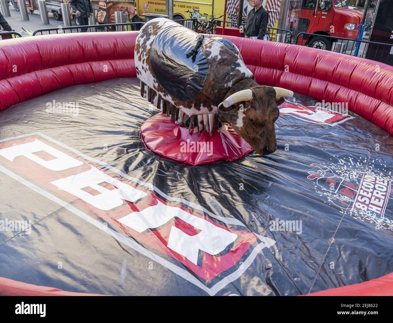 Mechanical bull on display during Professional Bull Riders launch of ...