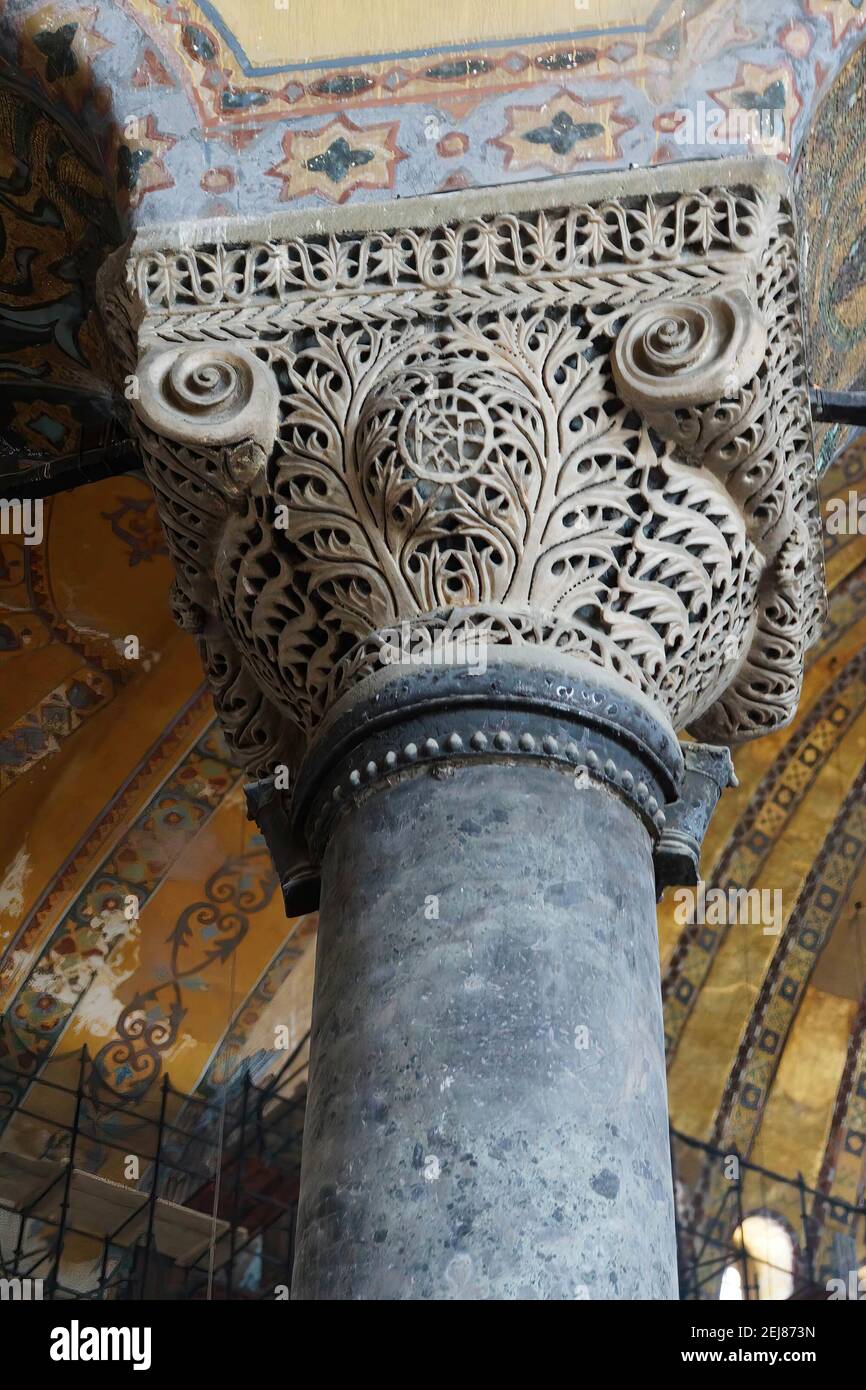 Corinthian column in Hagia Sophia, Istanbul Stock Photo - Alamy
