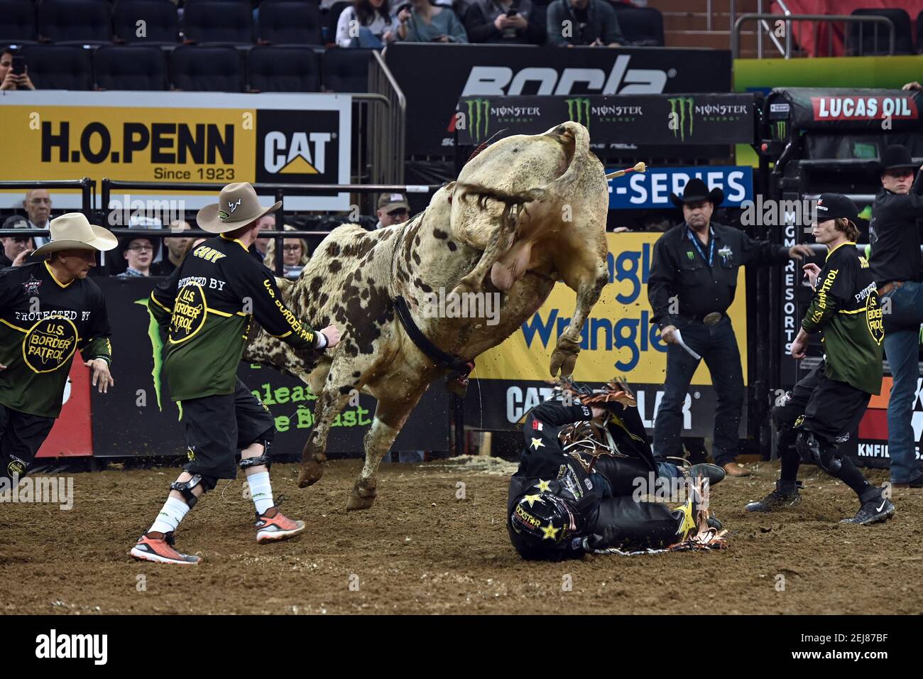 Professional bull rider Mason Taylor is thrown off “Game On” during ...