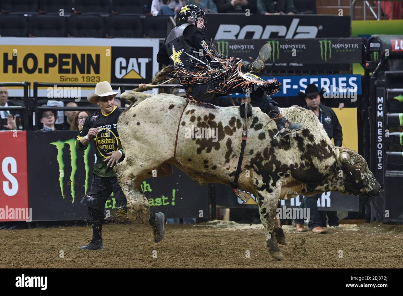Professional bull rider Mason Taylor rides “Game On” during round one ...