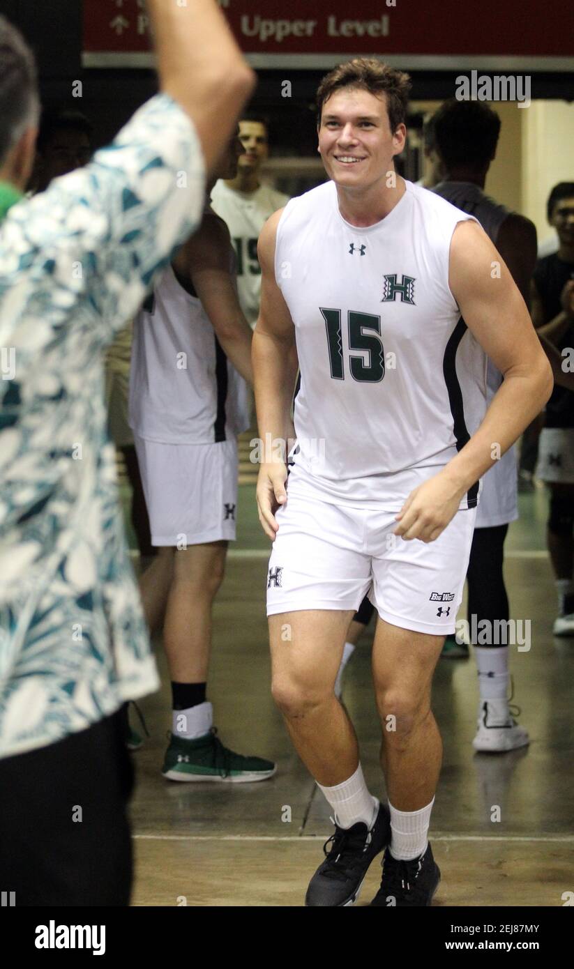January 3, 2020 - Hawaii Rainbow Warriors middle blocker Patrick Gasman ...