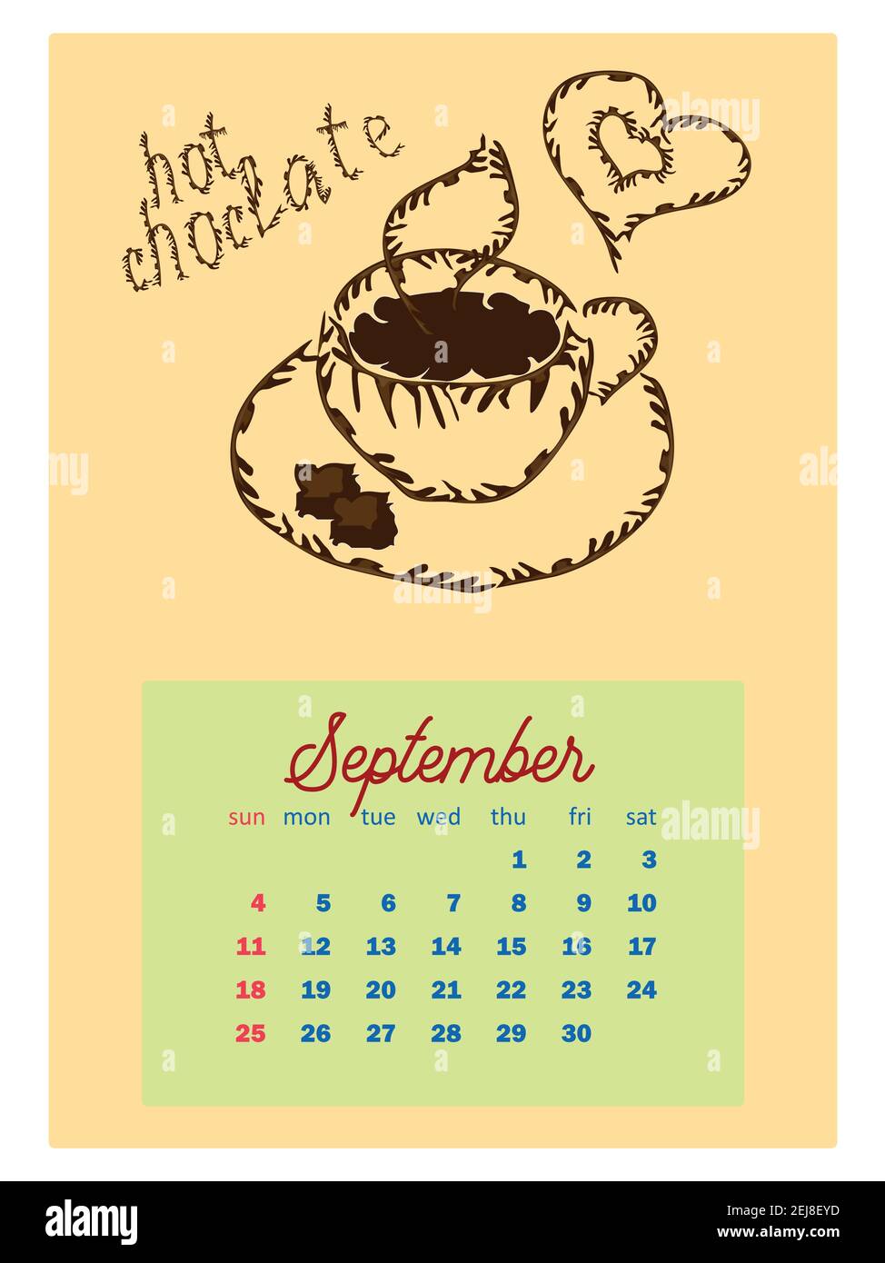 Drinks calendar 2022 with seasonal dessert of various tea, coffee ...