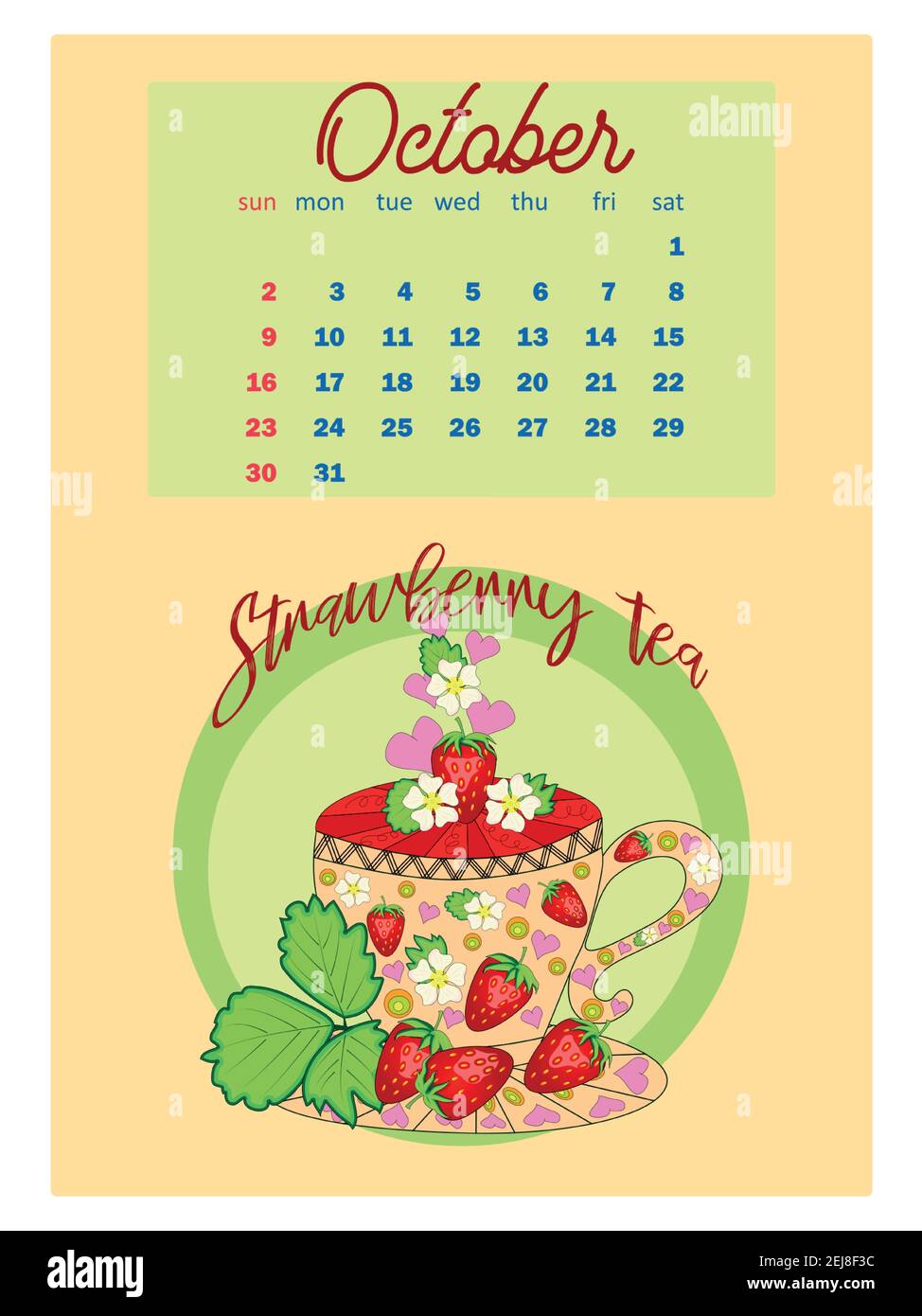 Drinks calendar 2022 with seasonal dessert of various tea, coffee ...