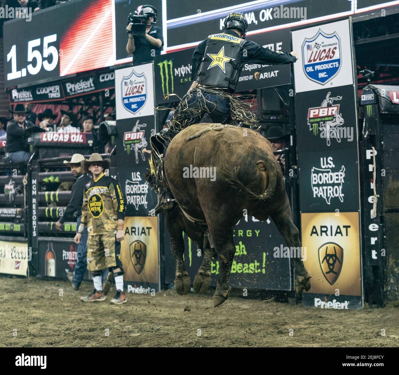 Colten Jesse rides bull during second round of Professional Bull Riders ...