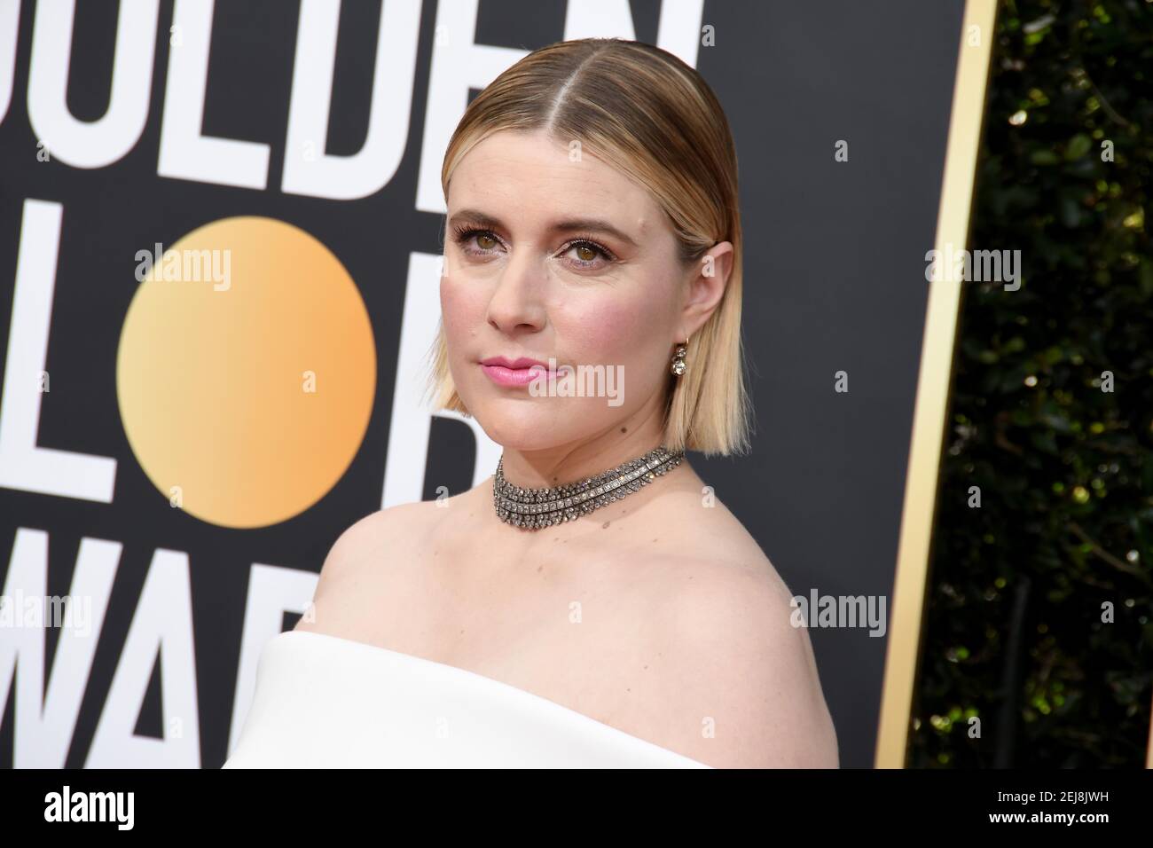 Greta Gerwig arrives at the 77th Golden Globe Awards held at The ...