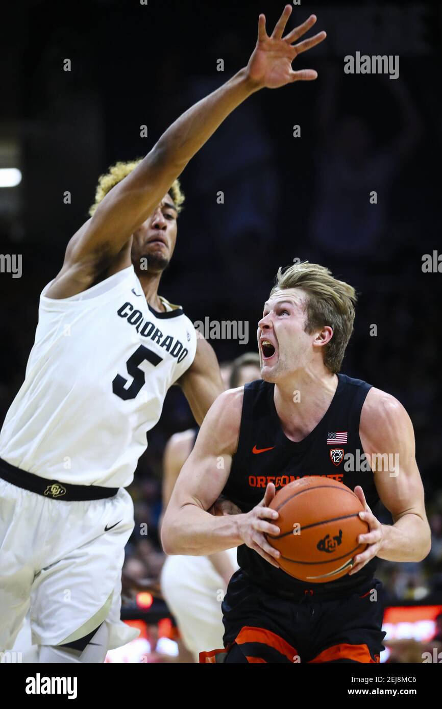 January 05, 2020: Oregon State's Zach Reichle is guarded by Colorado's ...