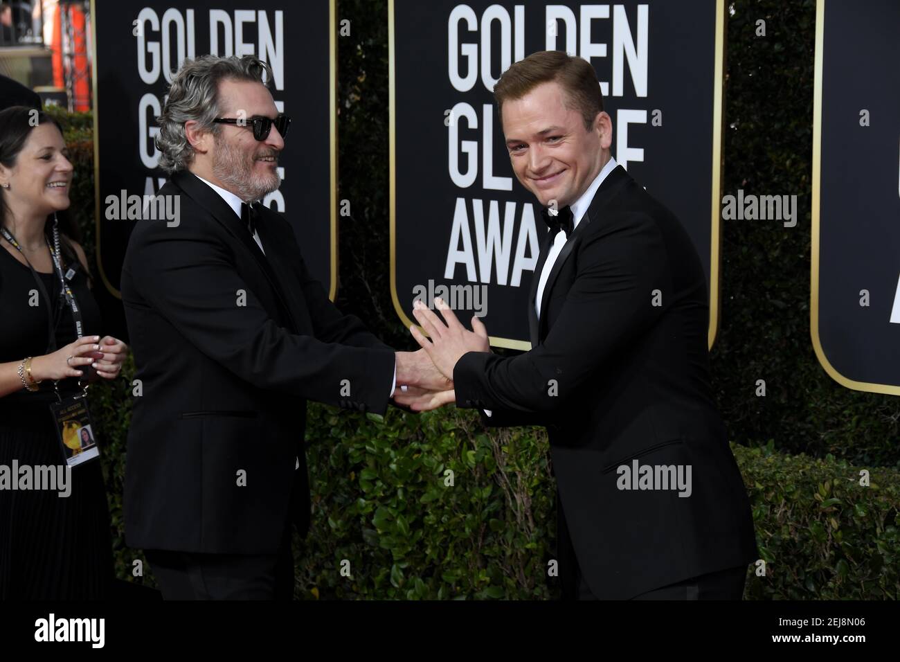 Joaquin Phoenix and Taron Egerton arrives at the 77th Golden Globe ...