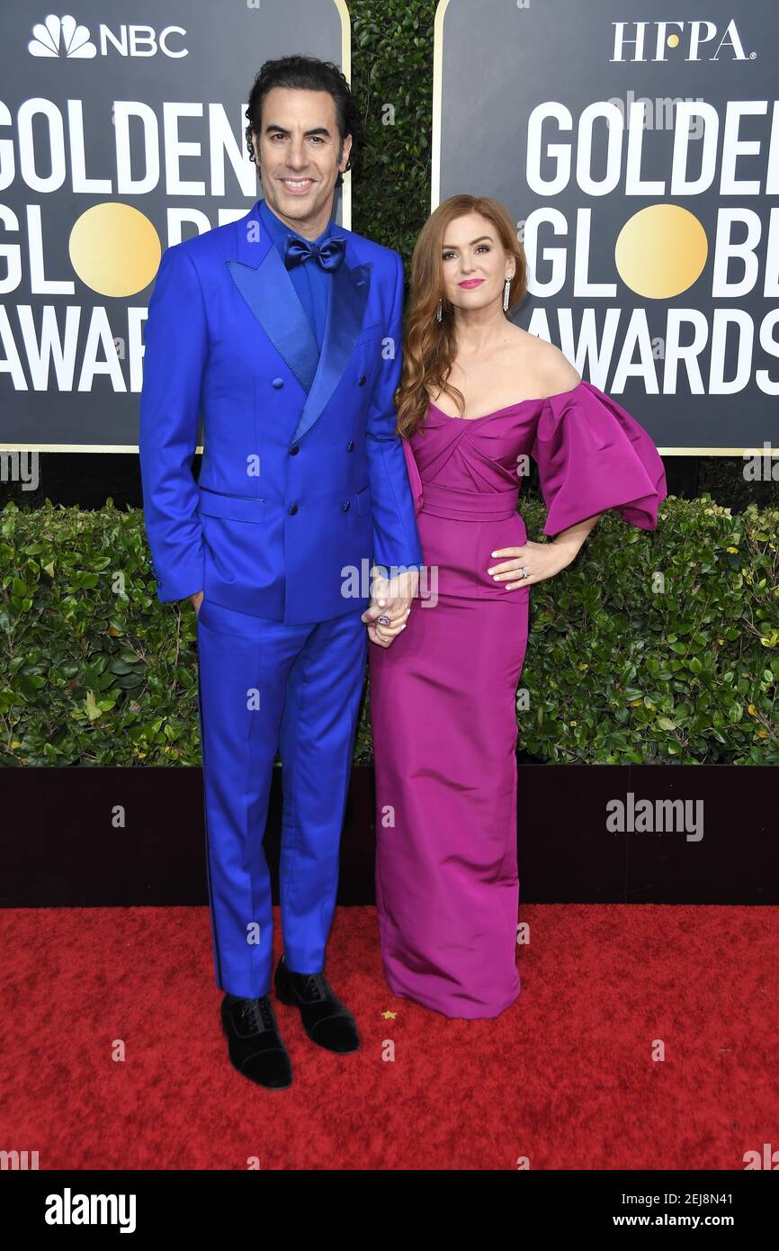Sacha Baron Cohen and Isla Fisher arrives at the 77th Golden Globe ...