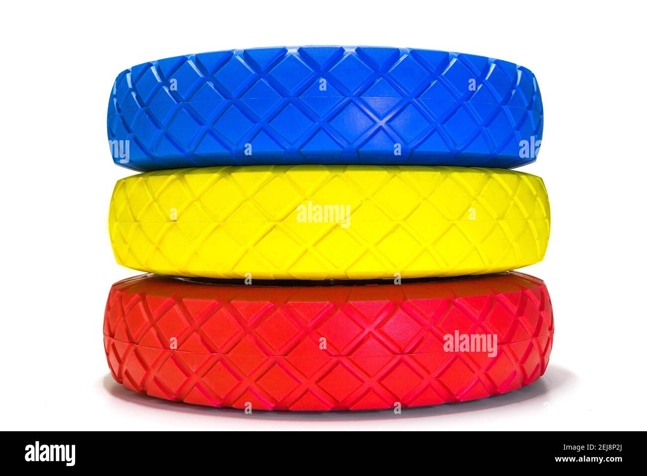 multi-colored wheels for garden cars, isolated Stock Photo - Alamy