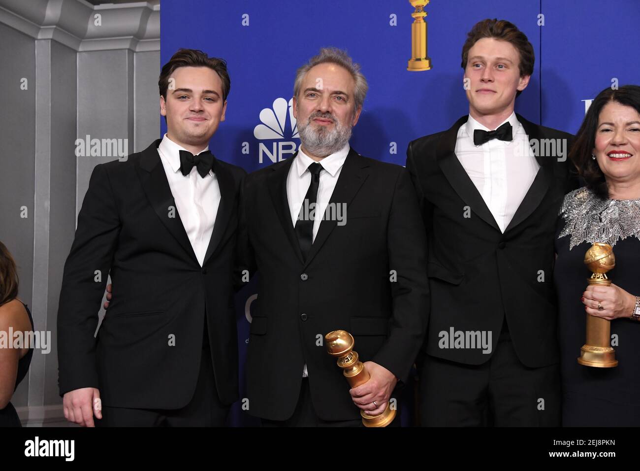 Dean-Charles Chapman, Sam Mendes, George MacKay, Pippa Harris, and ...