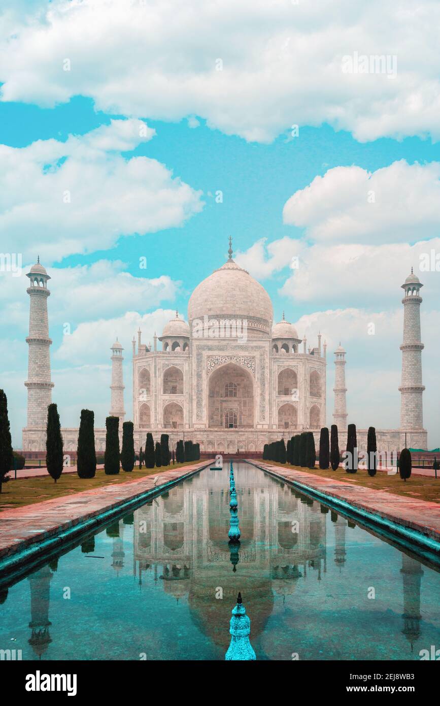 Beautiful view of the Taj Mahal Palace. Blue sky with clouds in the ...