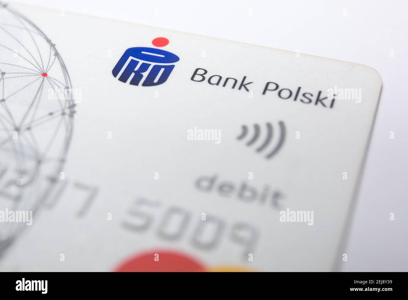 In this photo illustration a PKO Bank Polski logo seen displayed on a ...