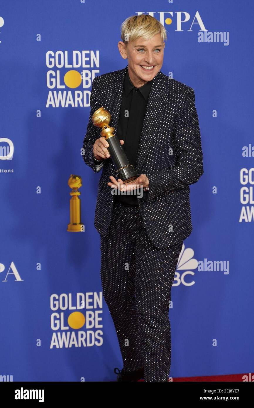 Ellen DeGeneres, winner of the Carol Burnett Award, poses in the press ...