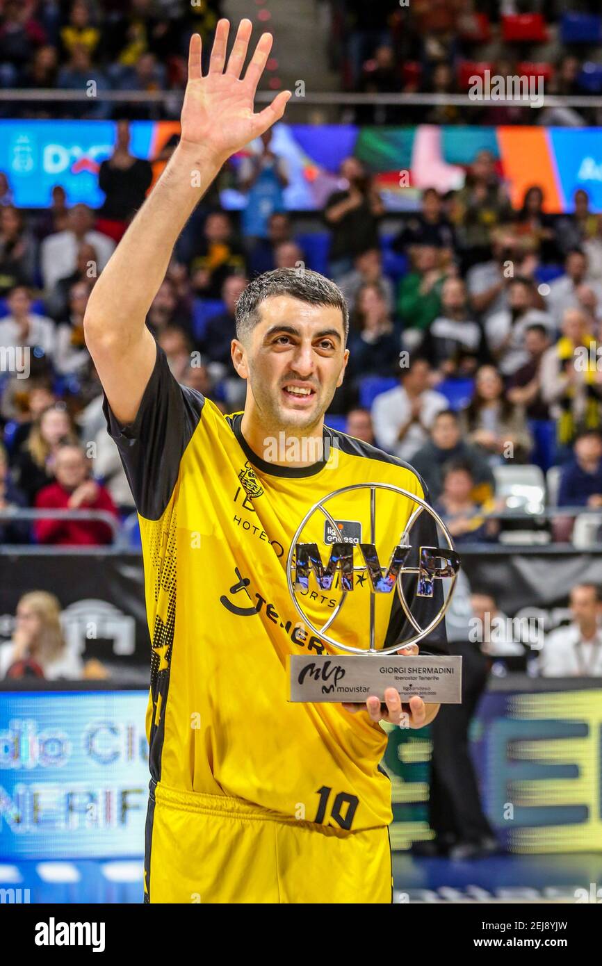 Giorgi Shermadini , #19 of Iberostar Tenerife receives the MVP award of ...