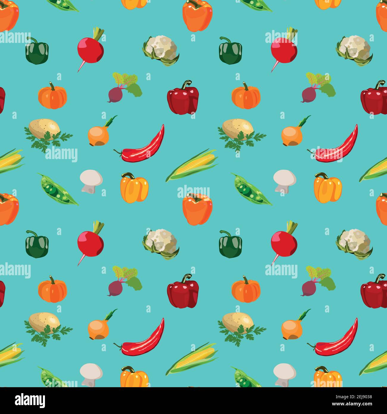 Fresh vegetables vector seamless pattern concept. Healthy diet flat ...