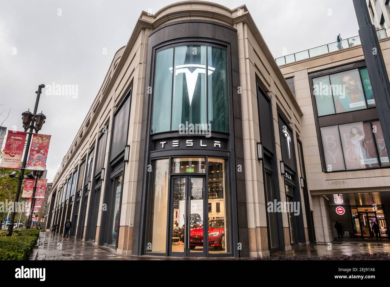 View of a Tesla store in Shanghai, China on January 7th, 2020. (Photo ...