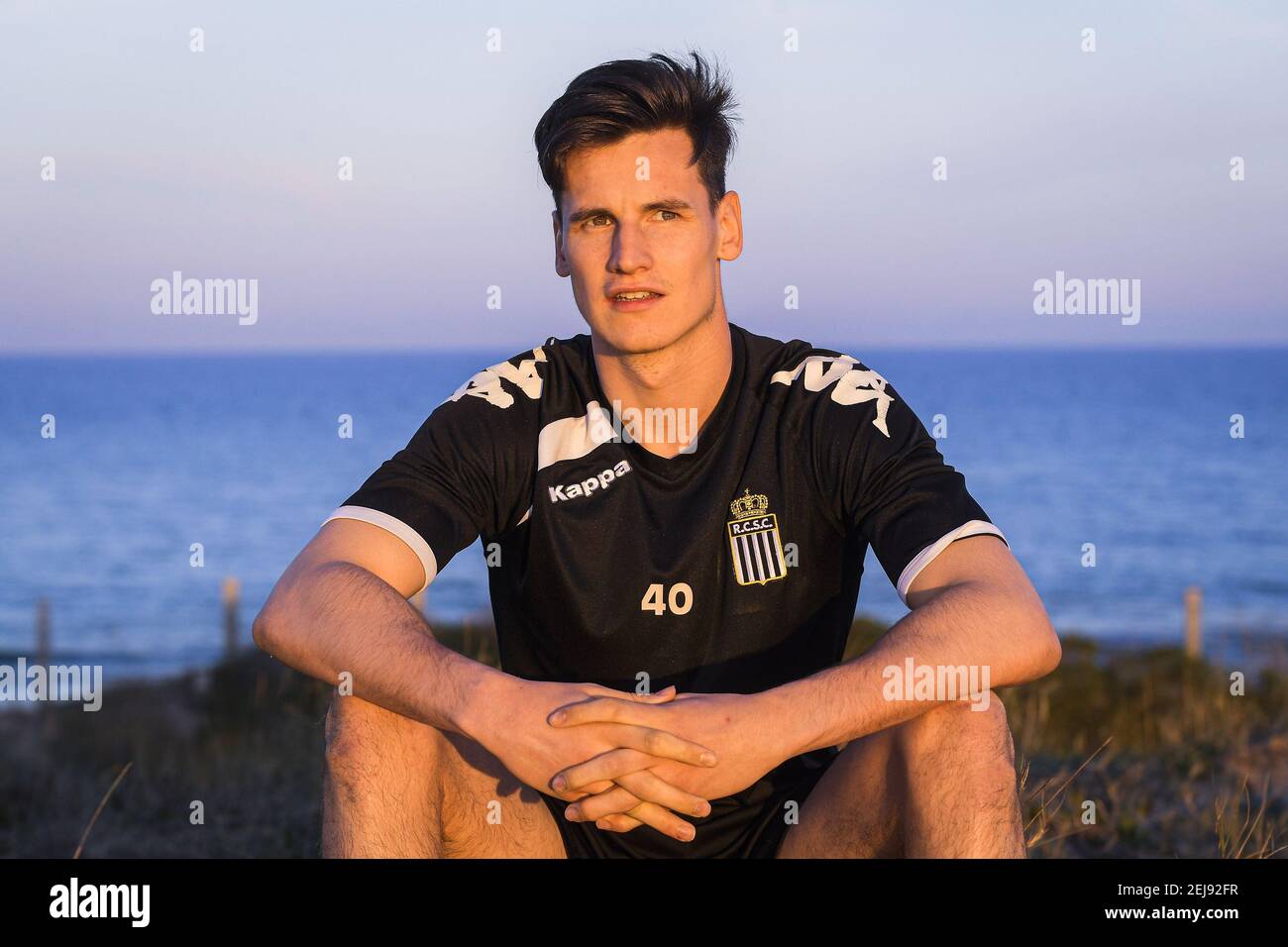Charleroi's goalkeeper Remy Descamps poses for the photographer during ...