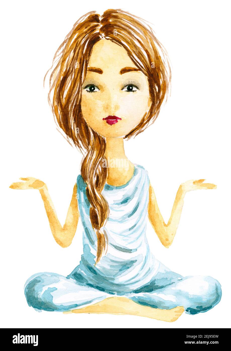 Girl Or Young Woman In Yoga Pose Practicing Meditation And Healthy
