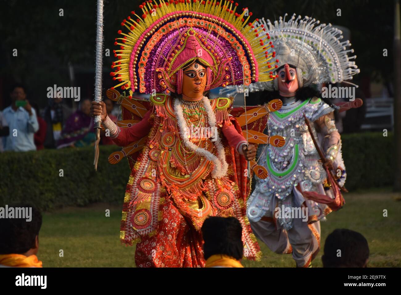 A village cultural group from Purulia of West Bengal is performing the ...