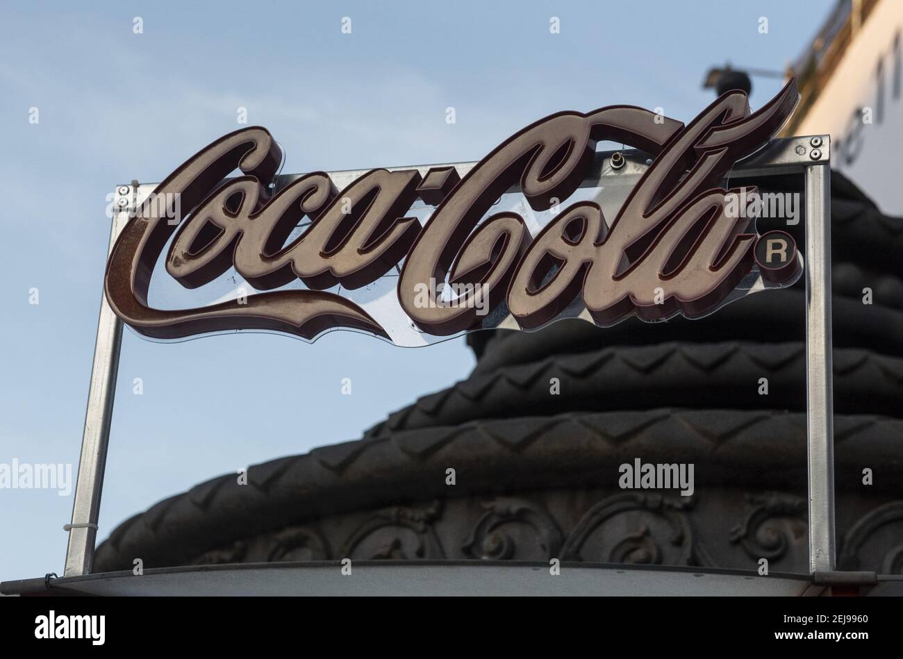 American soft drink brand Coca-Cola logo displayed in Spain. (Photo by ...