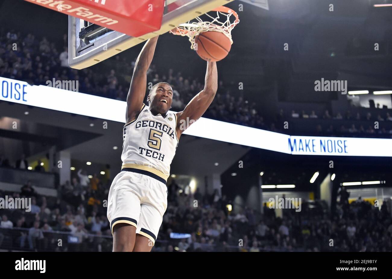January 8, 2020: Georgia Tech forward Moses Wright makes a dunk off an ...