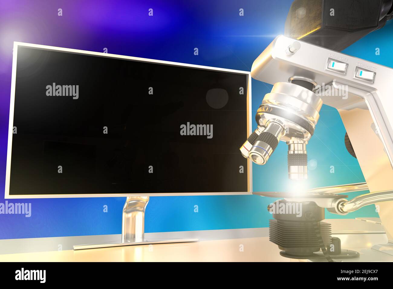 biochemistry analysis concept, object 3D illustration - laboratory ...