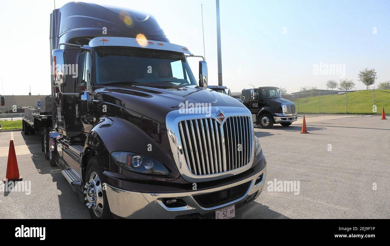 An International ProStar high-rise sleeper tractor is parked at the ...
