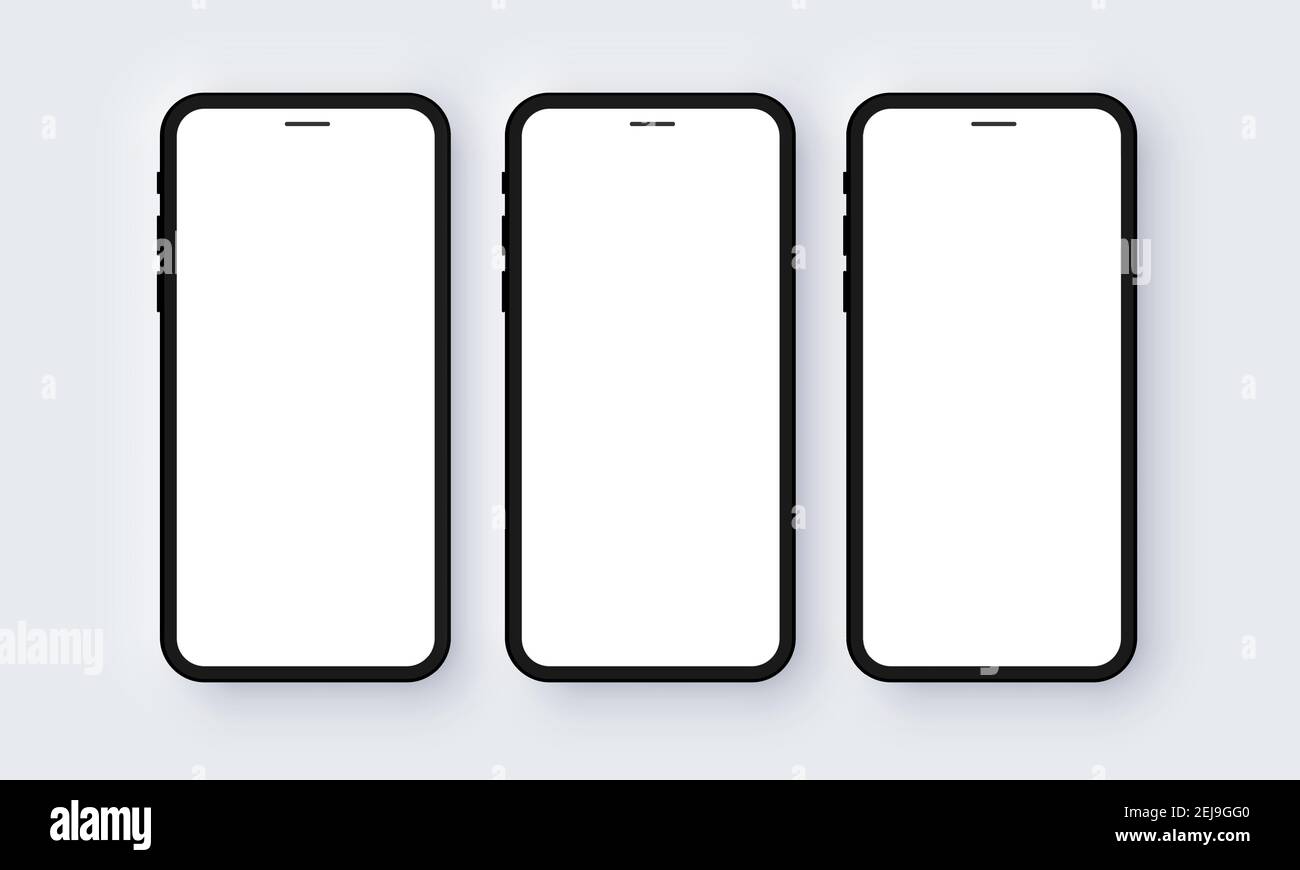 Realistic Mobile Phone Neomorphism Template Mockup Vector. Black 3D ...