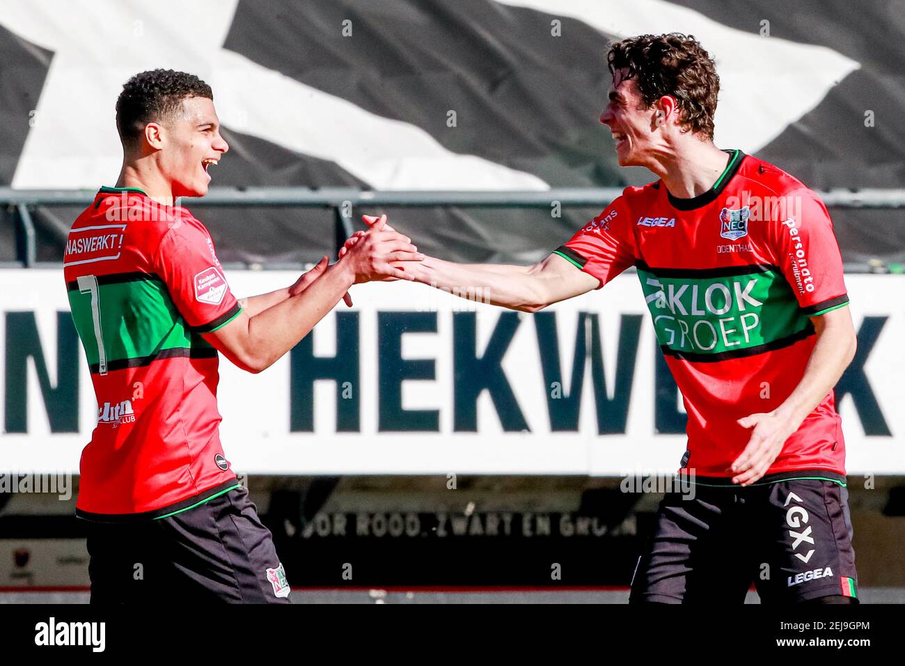 NIJMEGEN, NETHERLANDS - FEBRUARY 21: Elayis Tavsan of NEC celebrating ...