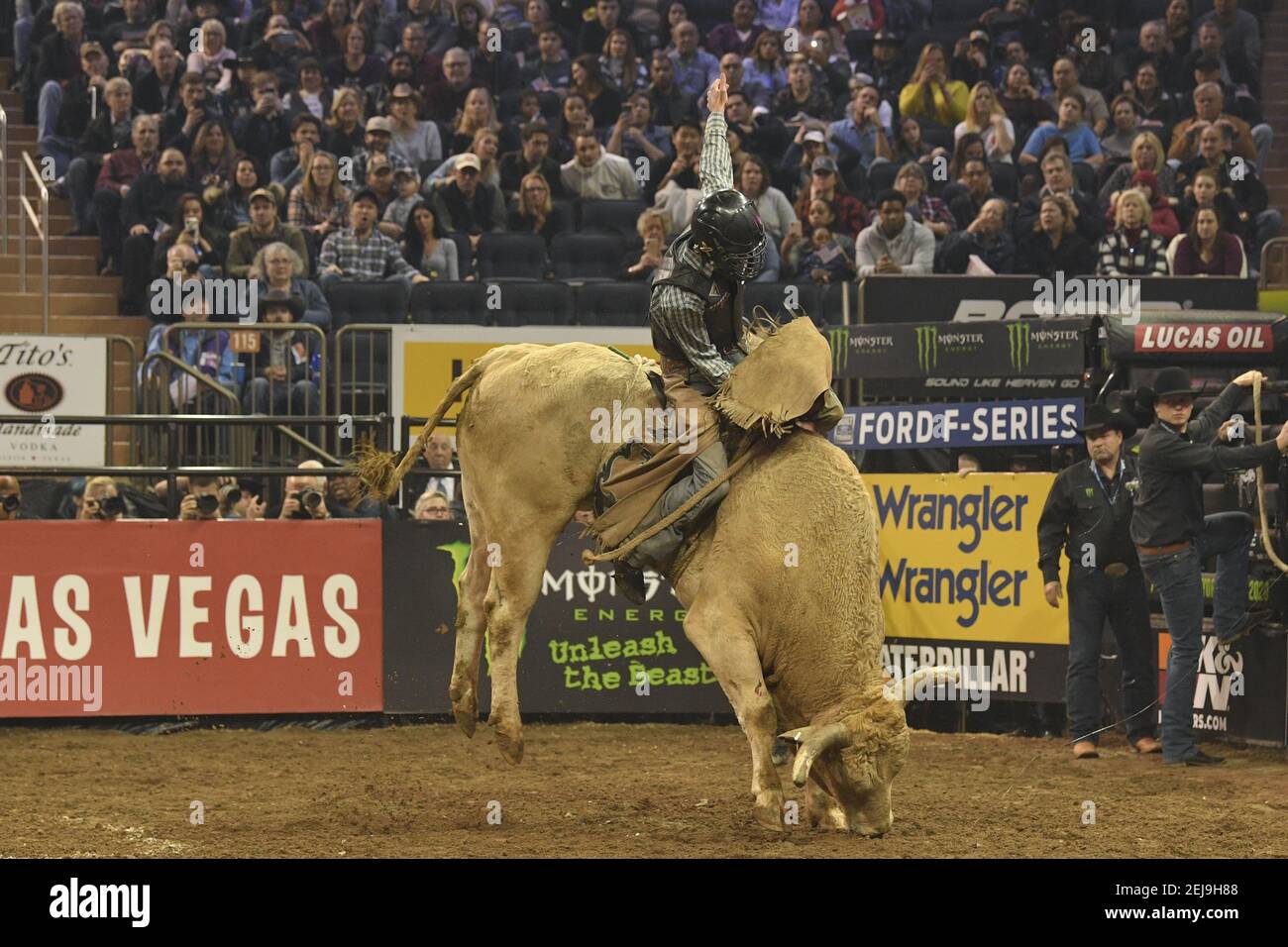 Brady Fielder rides Thunder's Cartel during the Professional Bull ...
