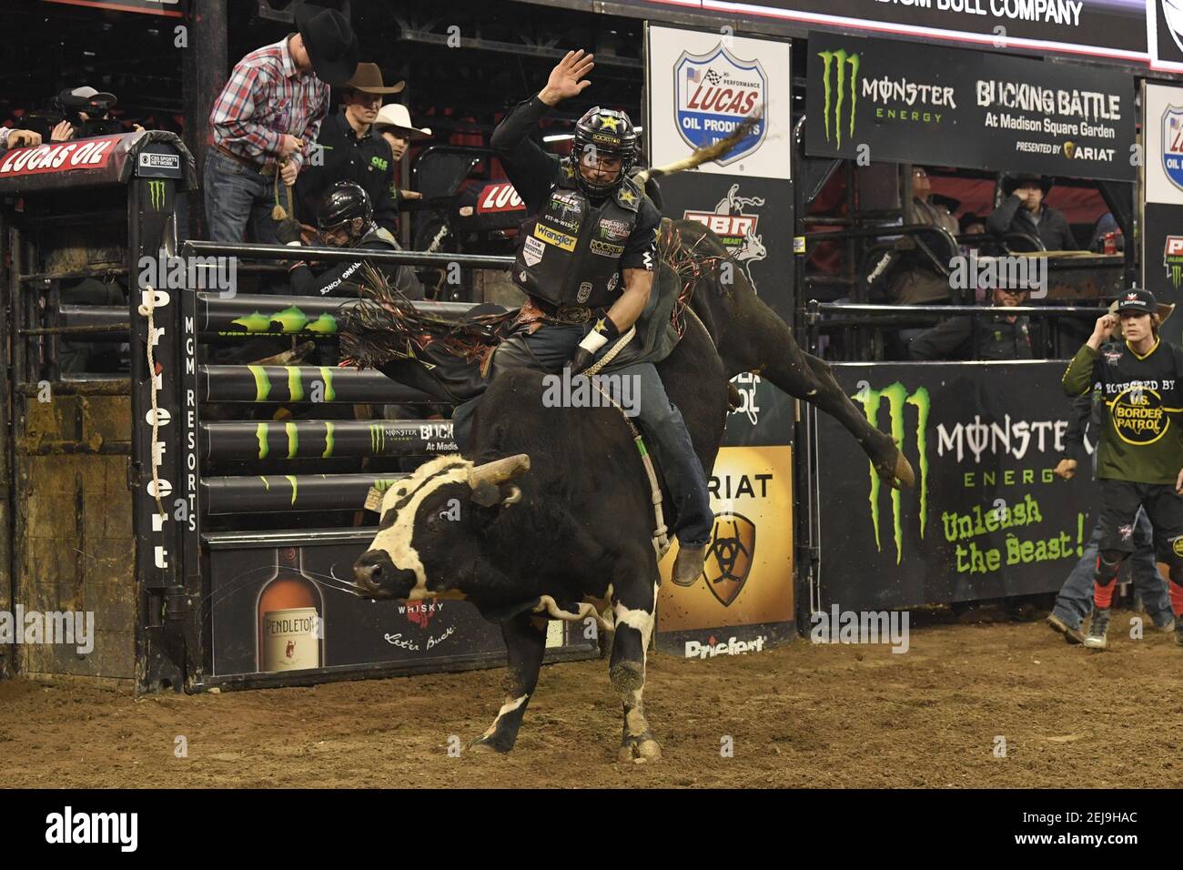 Ramon De Lima rides scarface during the Professional Bull Riders 2020 ...