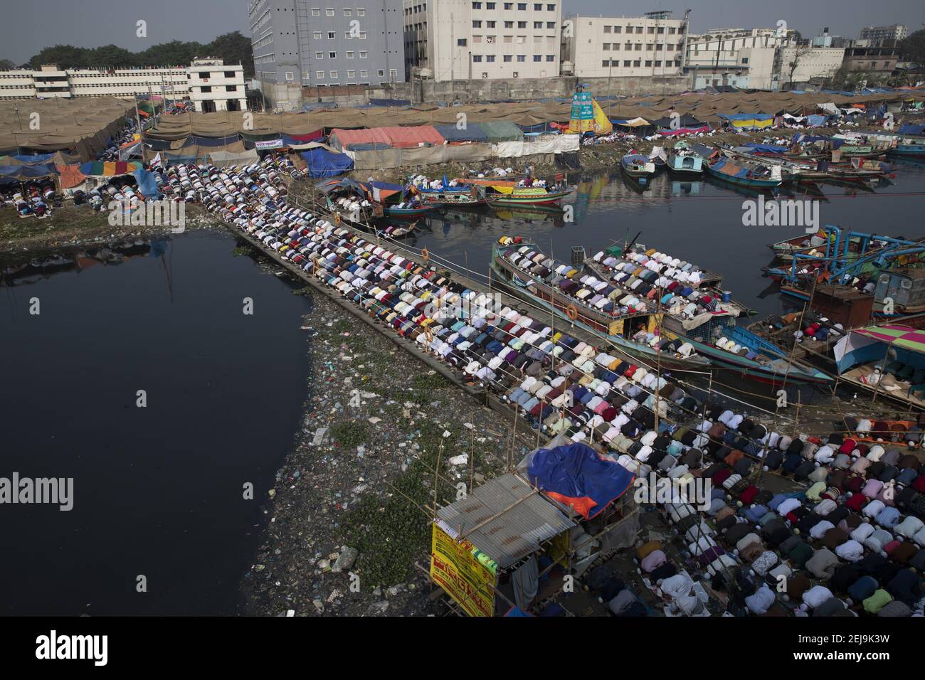 Hundreds of devotees on January 10, 2020 are seen praying in jamaat in ...