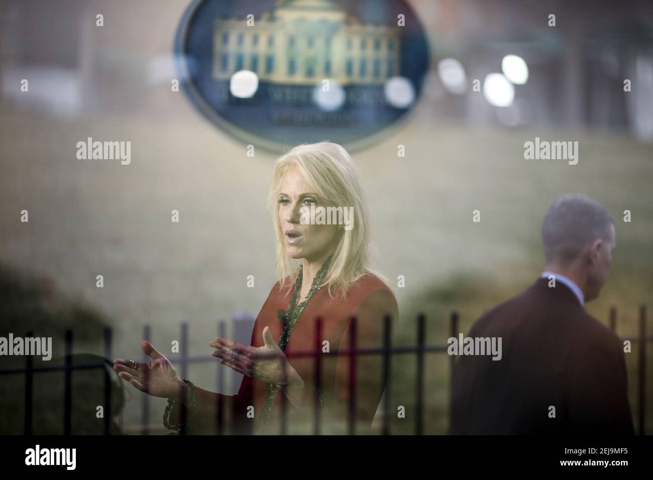 Counselor to the President KellyAnne Conway talk to members of the ...