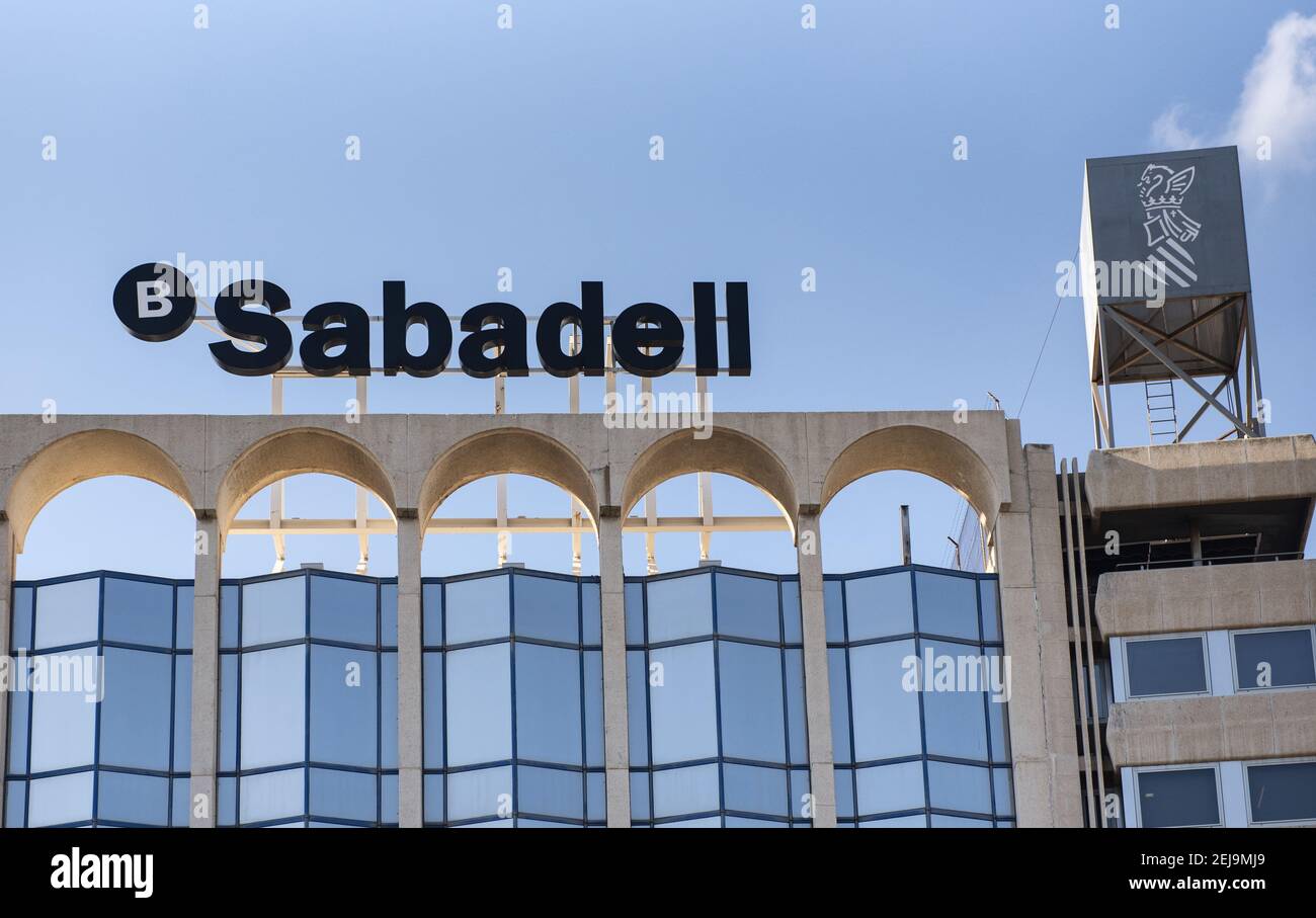 Fifth-largest Spanish banking group Sabadell logo seen in Spain. (Photo ...