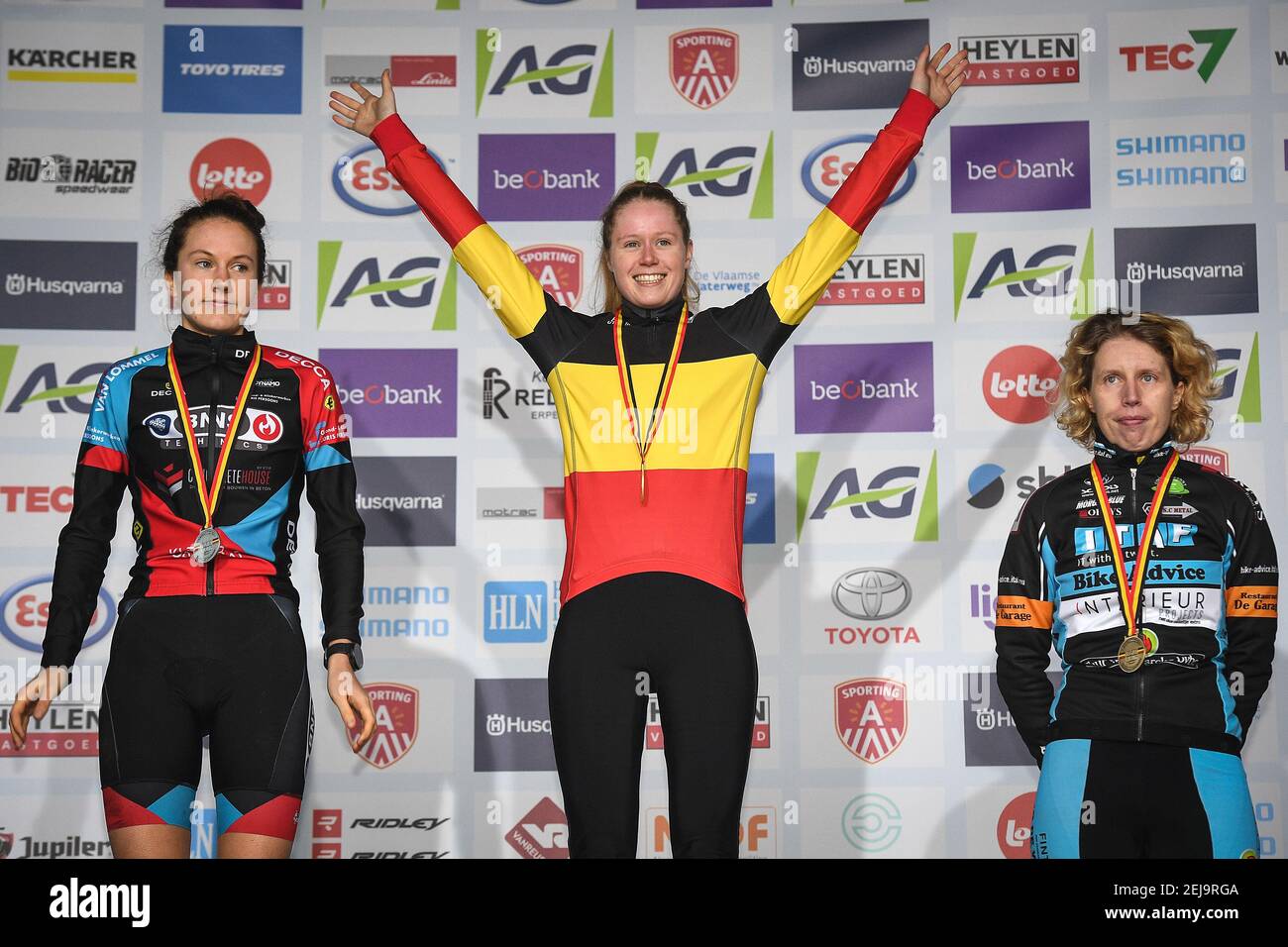 Belgian Jana Dobbelaere, Belgian Suzanne Verhoeven and Belgian Joyce ...