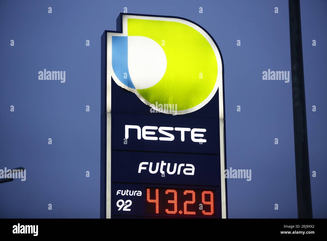 Neste oil logo at a gas station. (Photo by Sergei Mikhailichenko / SOPA ...