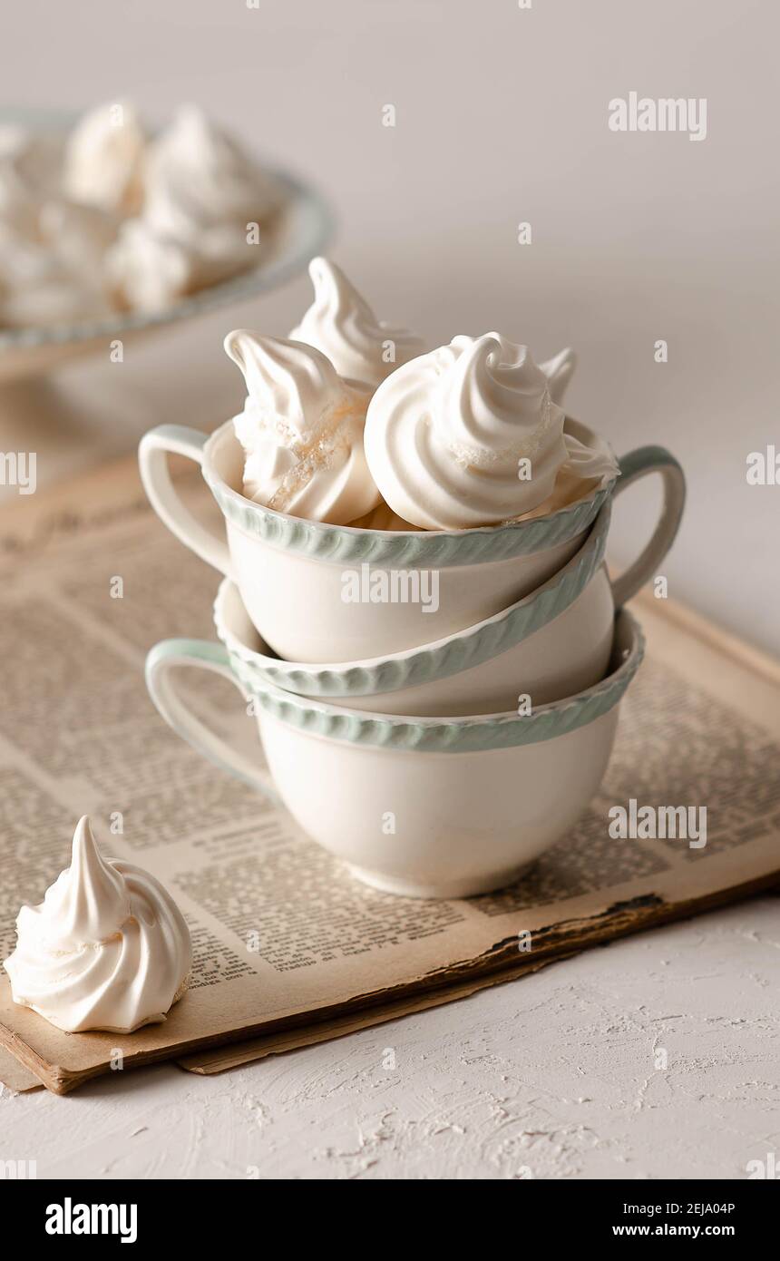 Meringue cookies with tea hi-res stock photography and images - Alamy