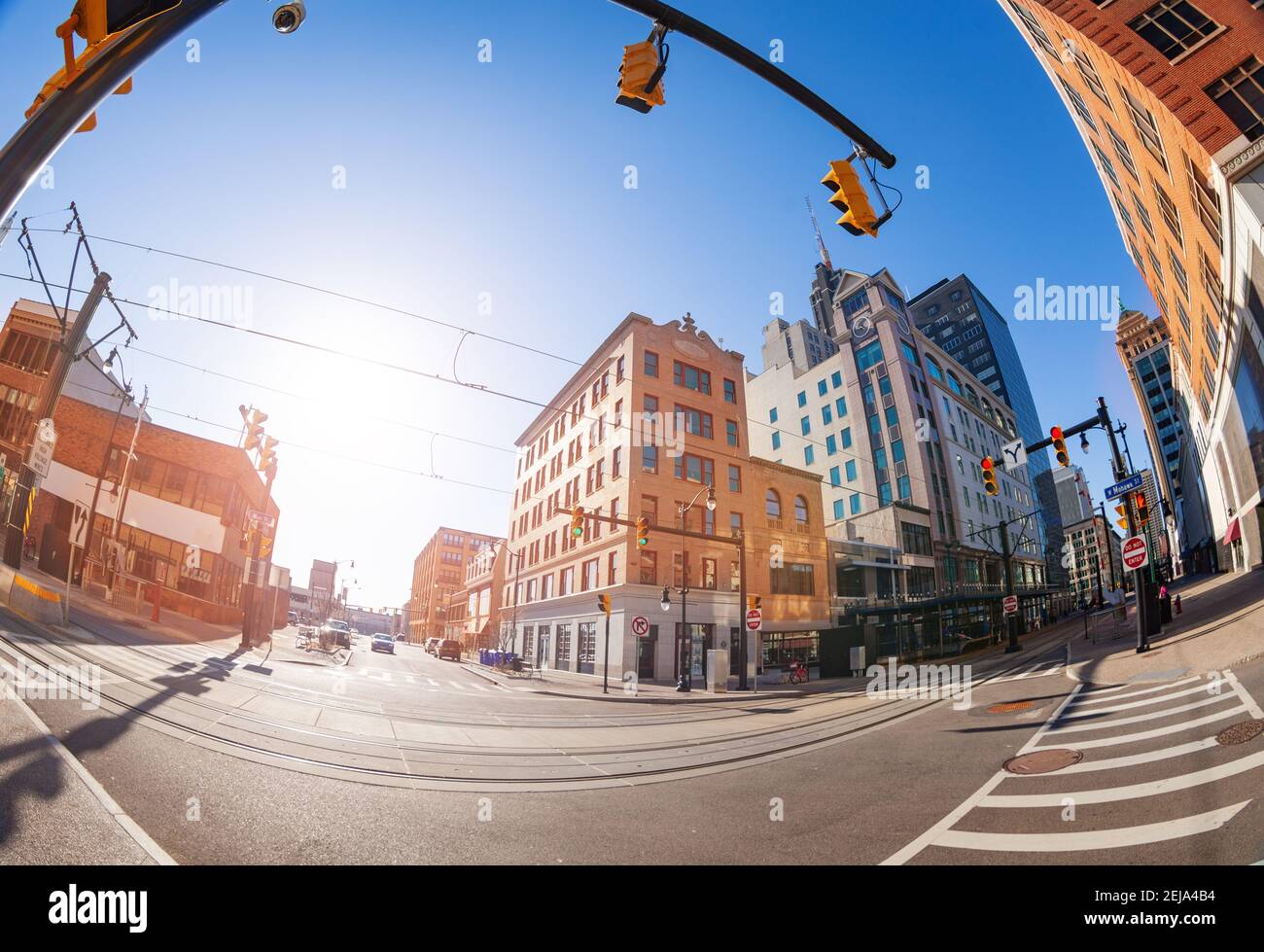 Intersection on the main street in Buffalo downtown NY, USA Stock Photo ...