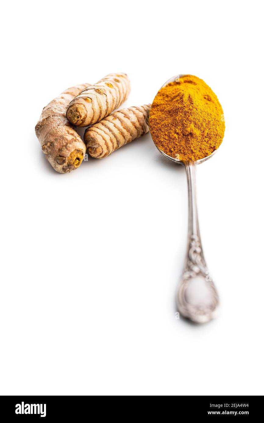 Indian turmeric powder and root. Turmeric spice. Ground turmeric ...