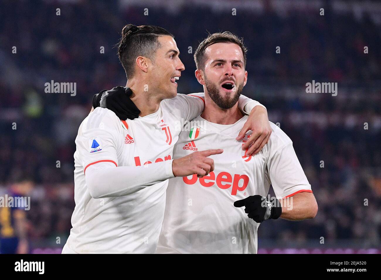 Cristiano Ronaldo of Juventus celebrates goal with his teammate Miralem ...